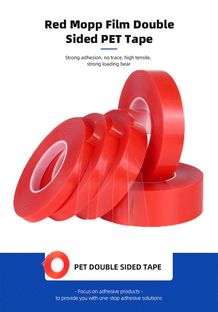 Waterproof Red Polyester Tape with Red Liner