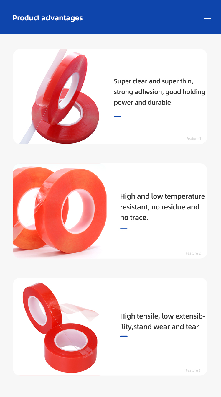 Waterproof Red Polyester Tape with Red Liner